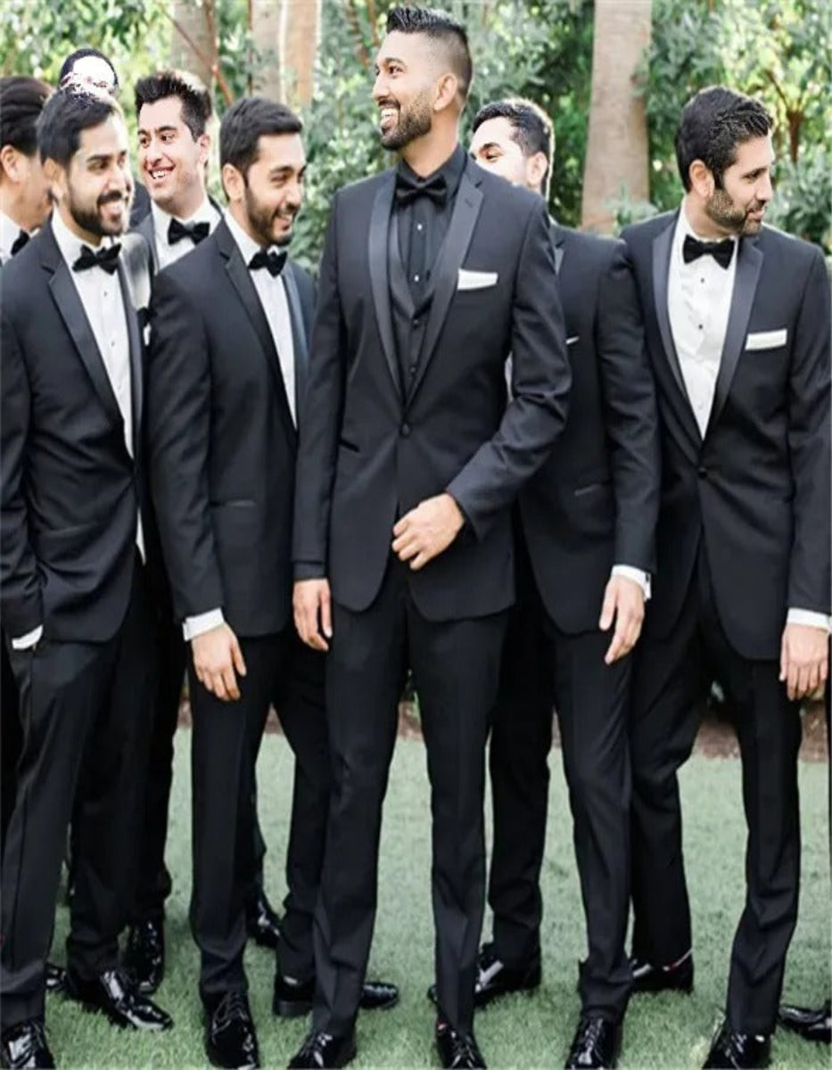 All Black Groomsmen Suits