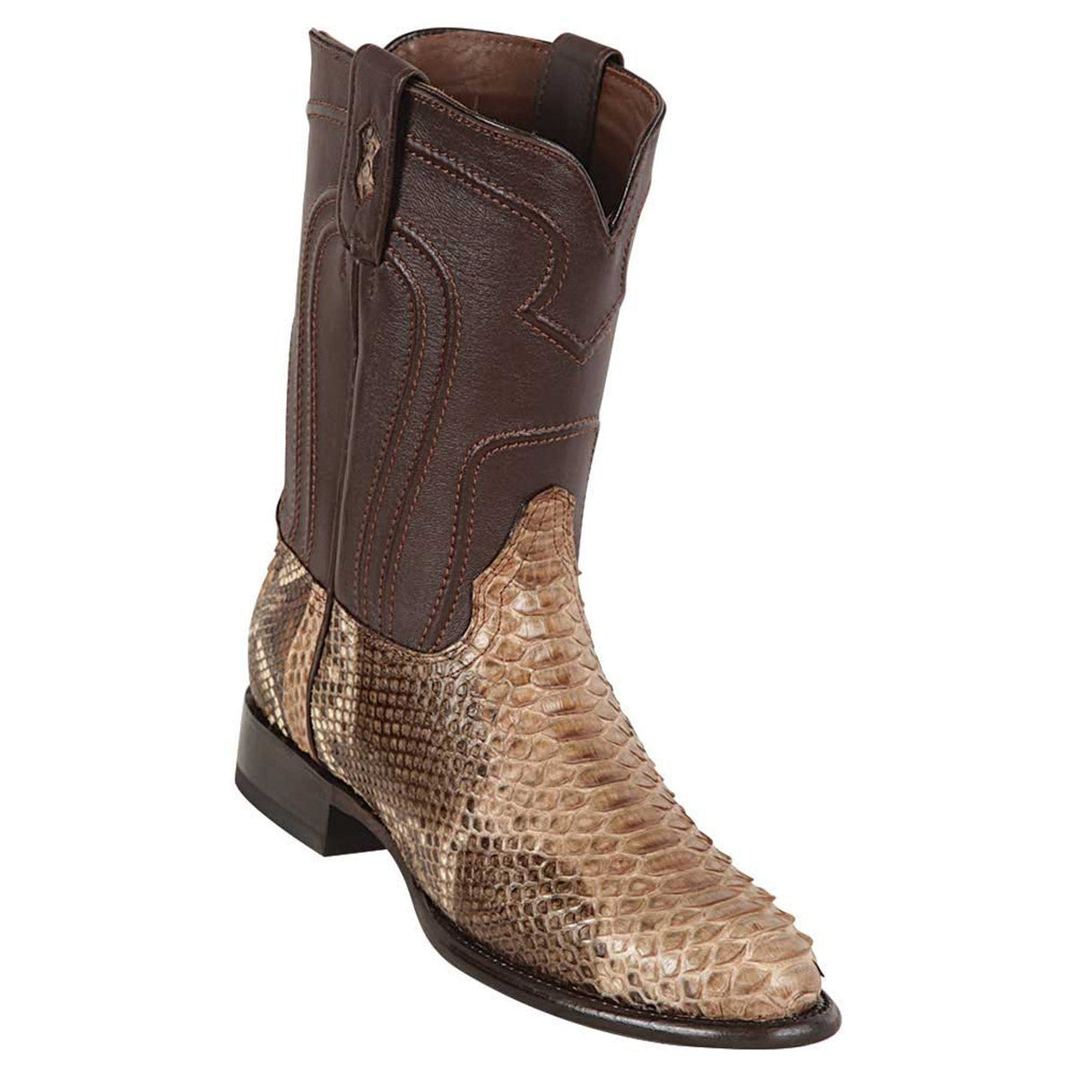 Los Altos Men's Original Python Rustic Brown Roper Toe Boots – OvercoatUSA