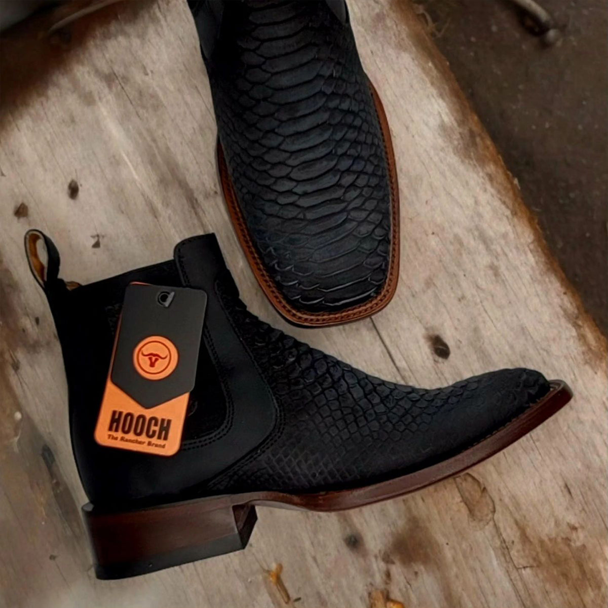 Black Python Print Short Cowboy Boots – OvercoatUSA