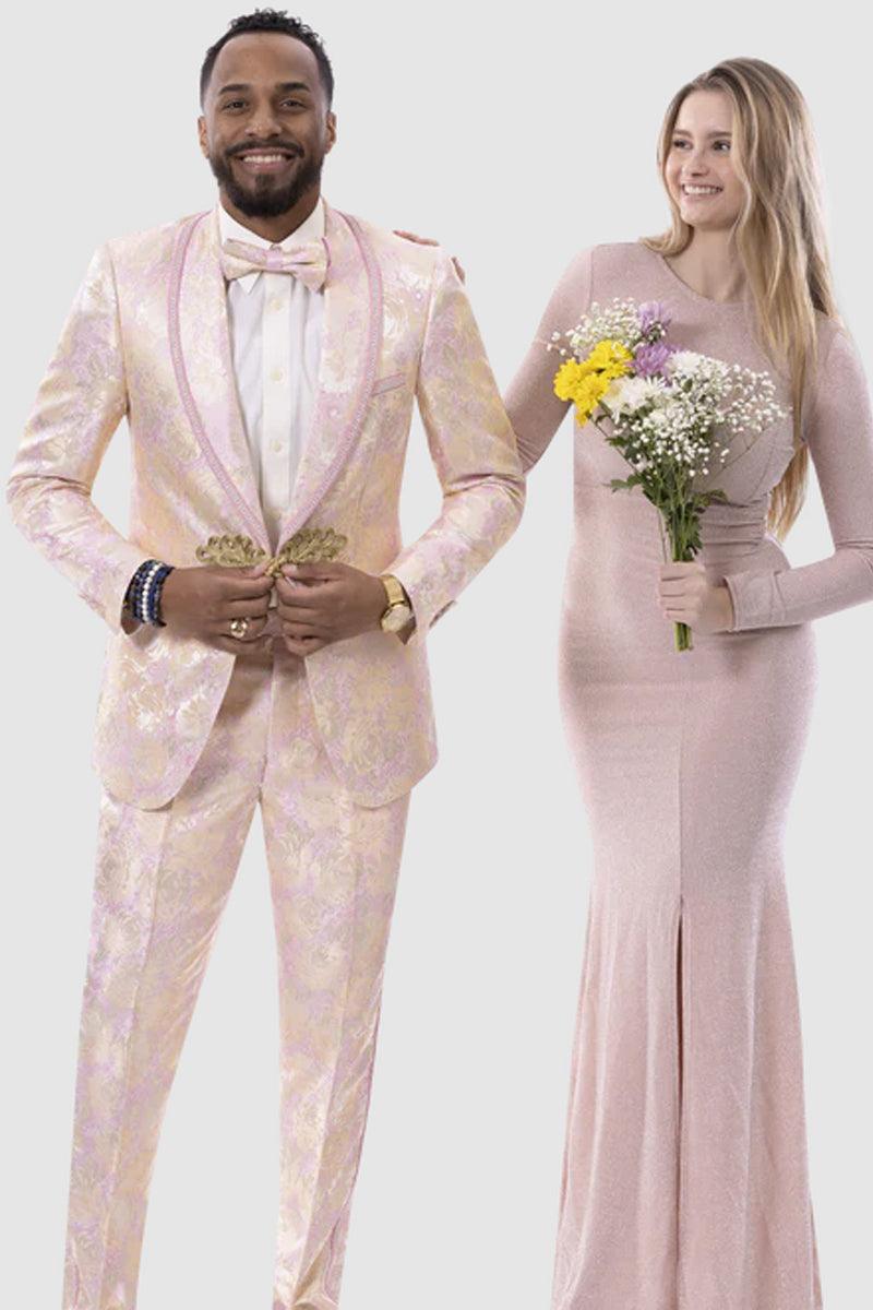 "EJ Samuel Gold & Pink Tuxedo Jacket for Weddings & Proms" – OvercoatUSA