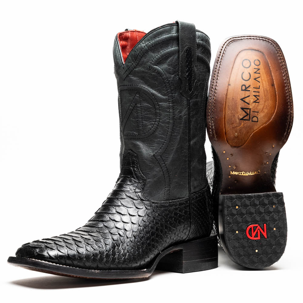 Marco Di Milano Missouri Black Python Square Toe Cowboy Boots – OvercoatUSA
