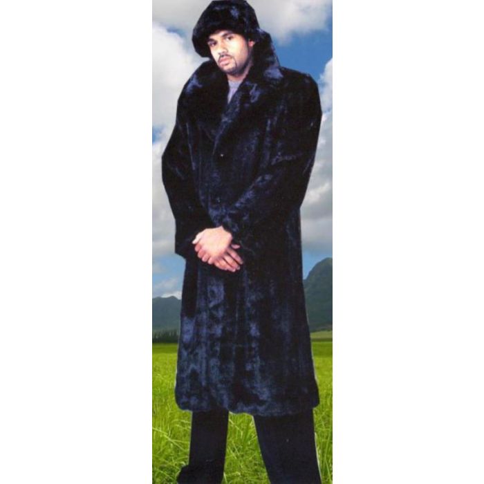 Mens Dress Coat Black Faux Mink Fur Long Trench Coat – OvercoatUSA