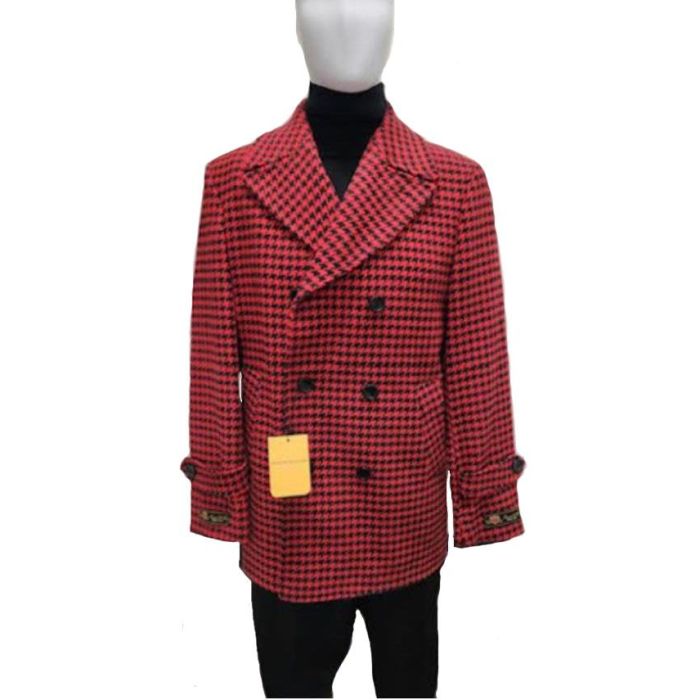 Mens Wool Red Car Coat Driver Coat Overcoatusa