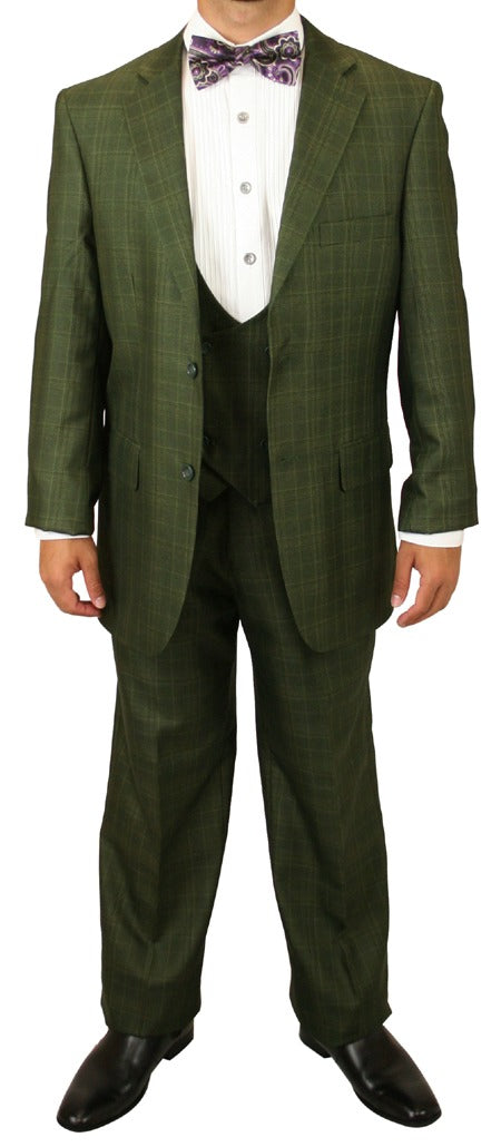 Garrett Plaid Suit - Olive – OvercoatUSA