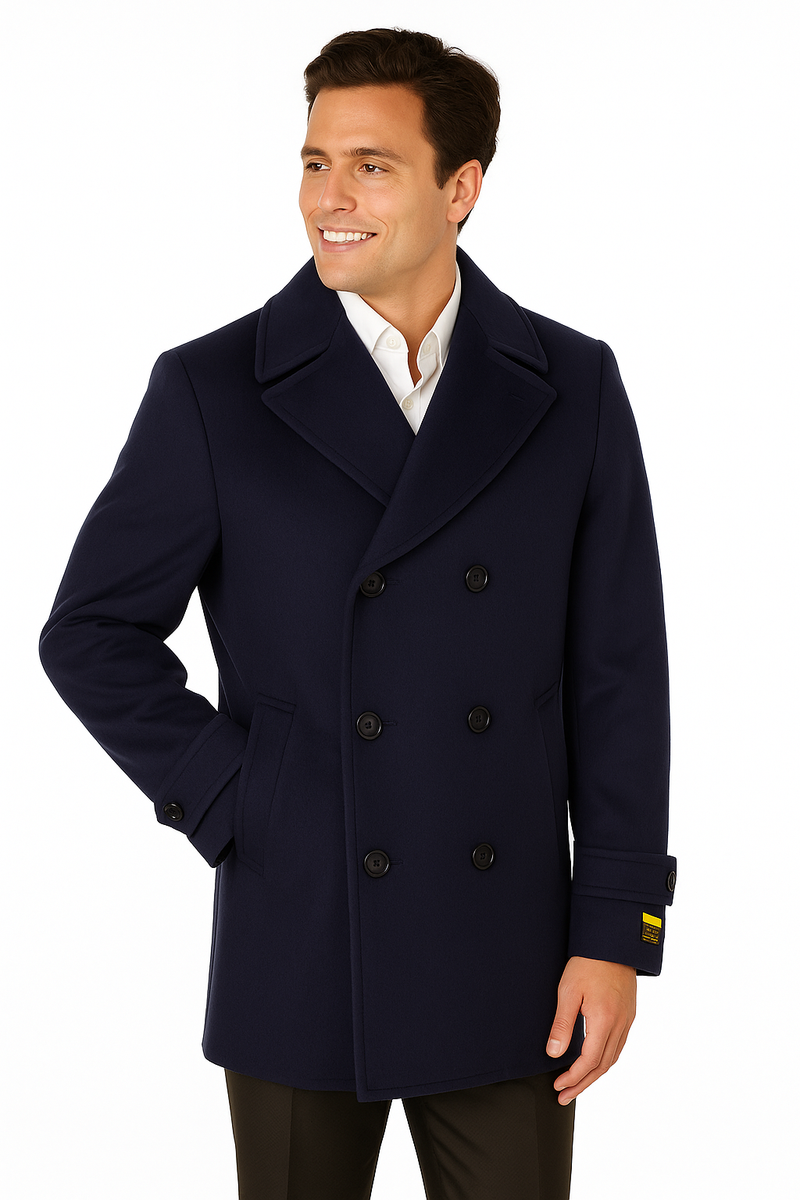 Big & Tall Men's Wool Peacoat – Classic Double Breasted Overcoat ...