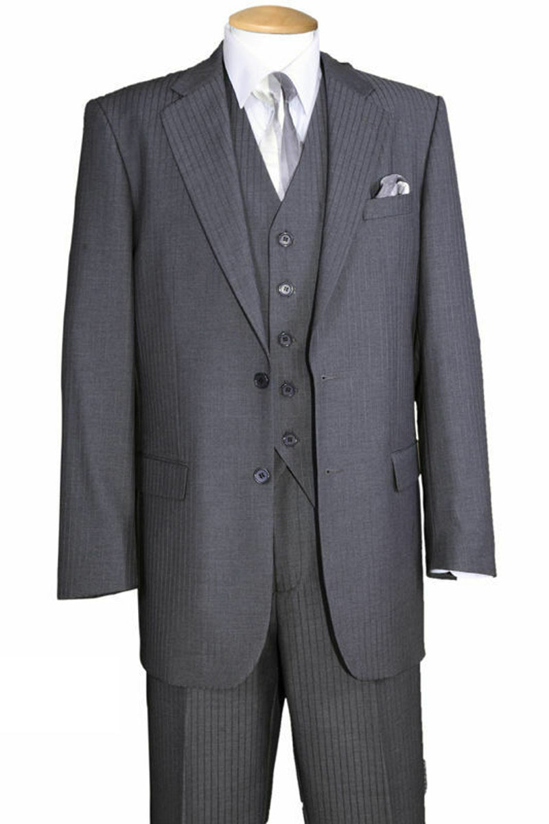 Mens Classic 2 Button Vested Ton on Ton Suit in Grey – OvercoatUSA