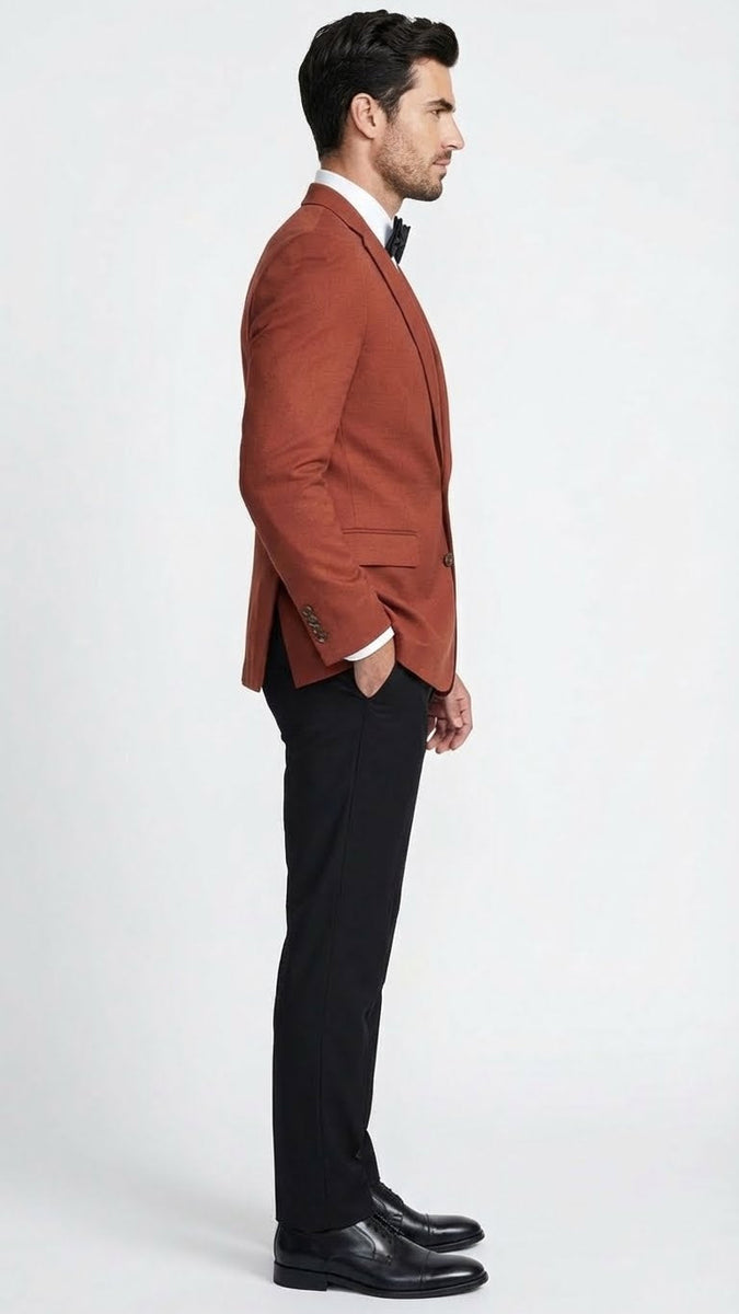 Men’s Brick Copper Rust Color Blazer – Slim Fit Formal and Party Wear ...