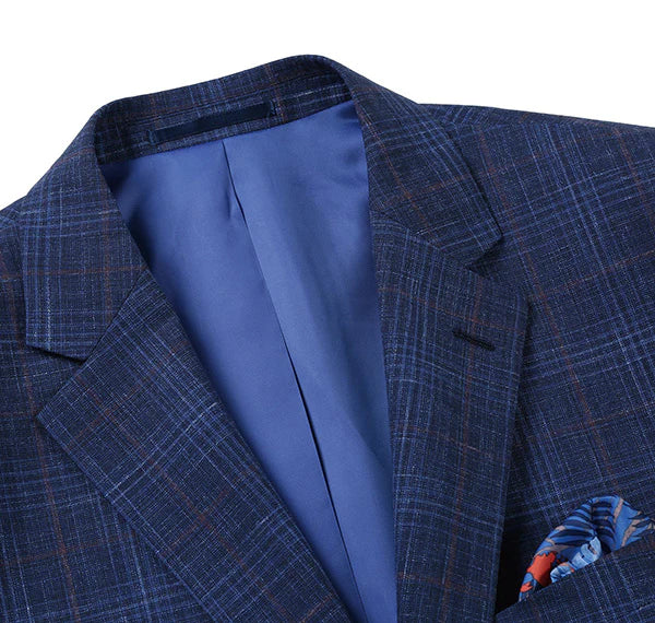 Regular Fit Wool & Linen Blue Plaid Blazer – OvercoatUSA