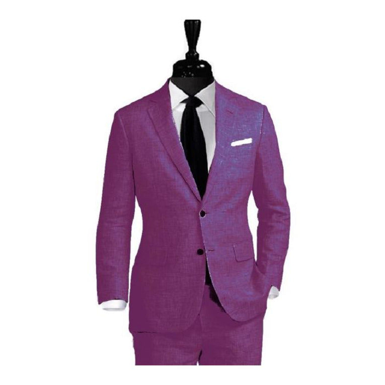Alberto Nardoni Purple Two Button Linen Suit Overcoat – OvercoatUSA