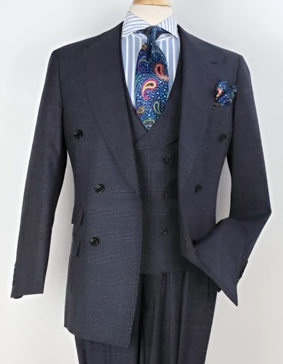 Double Breasted Suits - Vested Suits Wool Fabric - Apolo King Brand ...