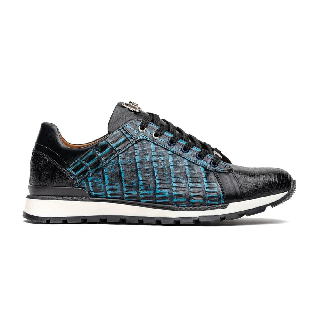 Marco Di Milano Portici Men's Shoes Blue & Black Exotic Lizard / Croco ...