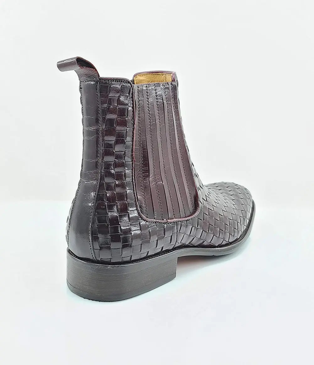 Basket Weave Leather Chelsea Boot – OvercoatUSA