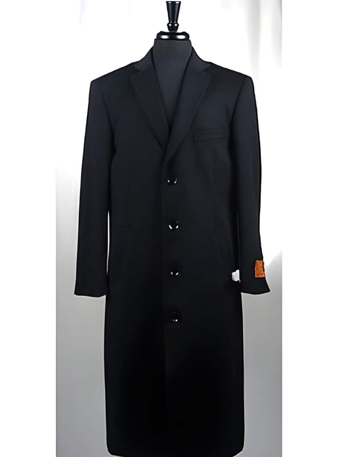 4 Button Wool Blend Black Bravo Top Overcoat – OvercoatUSA