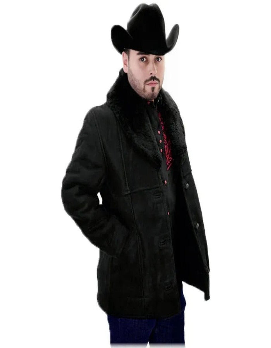 Original Long Sheepskin Black Western Jacket – OvercoatUSA