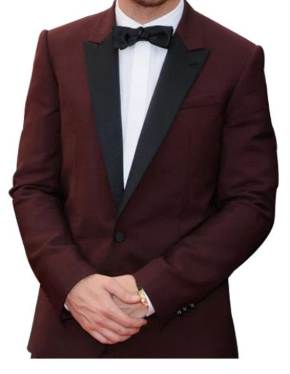 Burgundy Tuxedo - Maroon Burgundy Color - Men's Peak Lapel Burgundy Tu ...