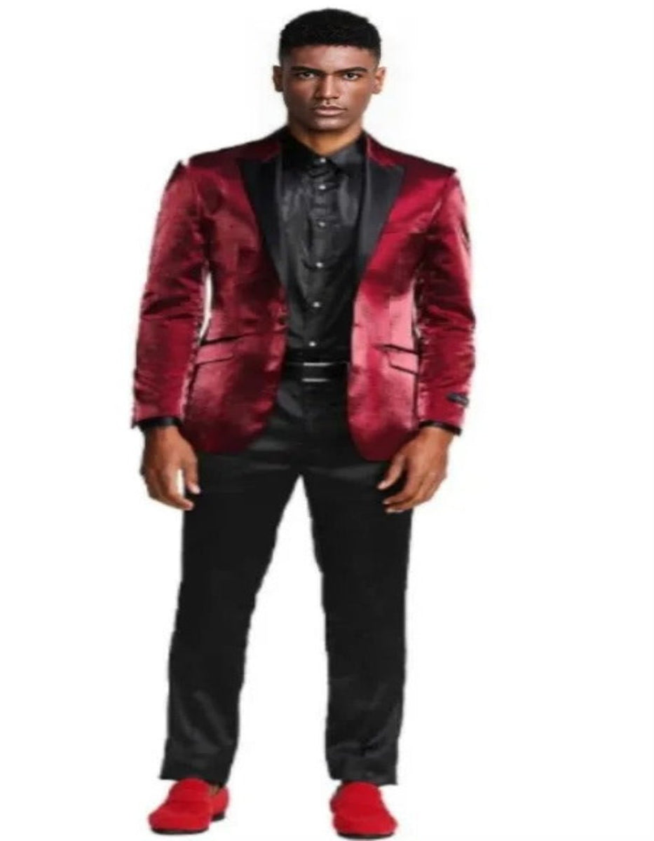Burgundy Tuxedo - Maroon Burgundy Color - Shiny Tuxedo - Shiny Suit Wi ...