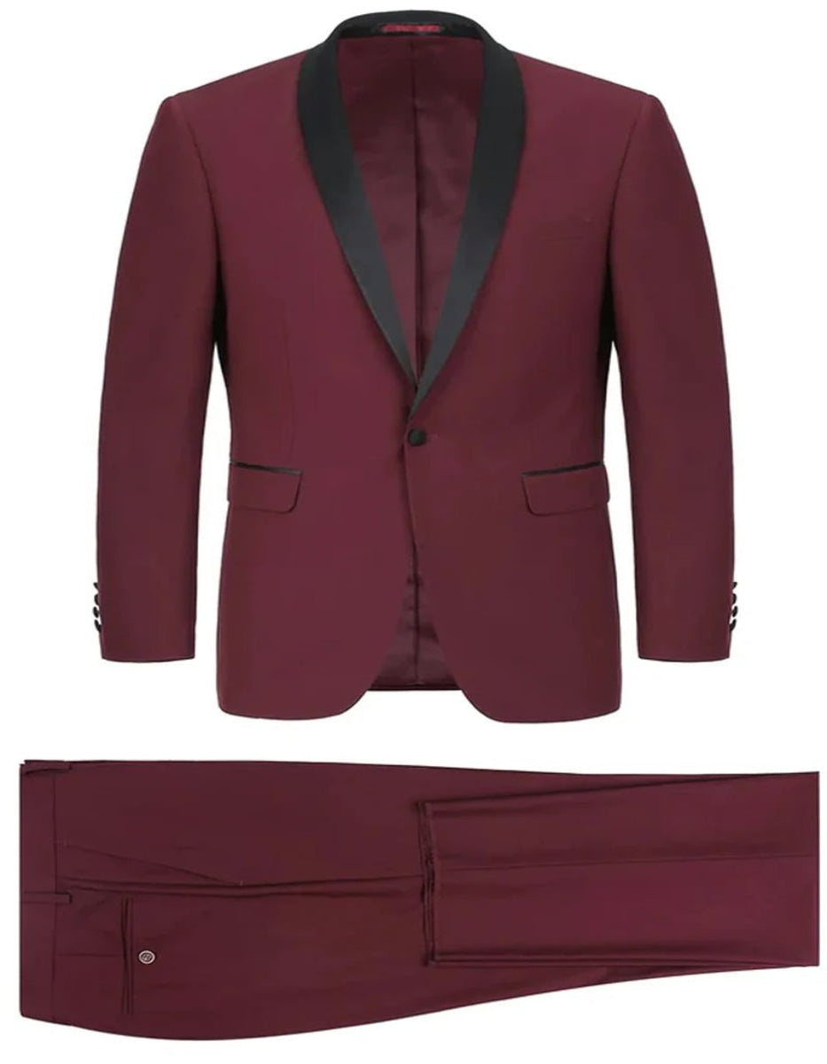 Mens Burgundy Prom Tuxedo - Maroon Wedding Dinner Traditional Suit ...
