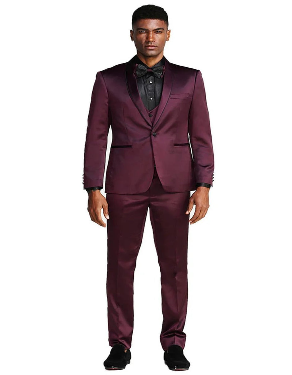 Mens Burgundy Prom Tuxedo - Maroon Wedding Dinner Slim Fit Suit ...
