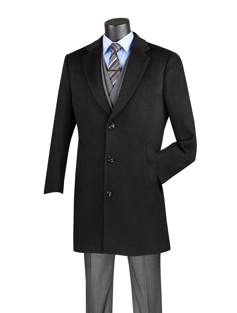 (Limited Sizes) Regular Fit Black Top Coat – OvercoatUSA