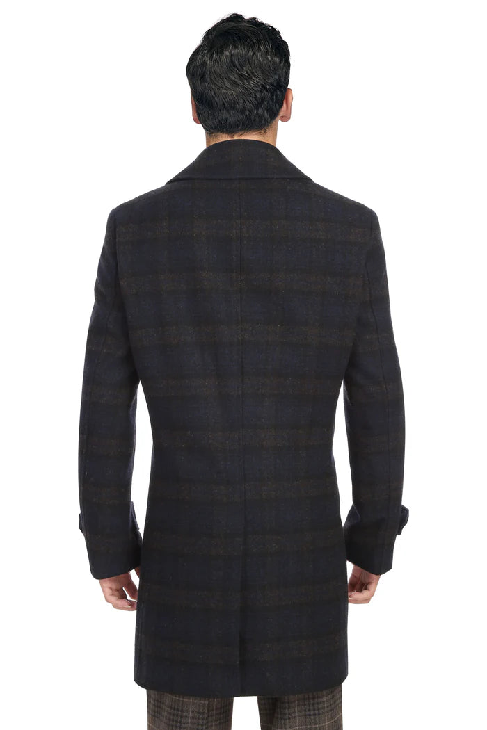 Navy Slim Fit Wool Blended Long Overcoat – OvercoatUSA