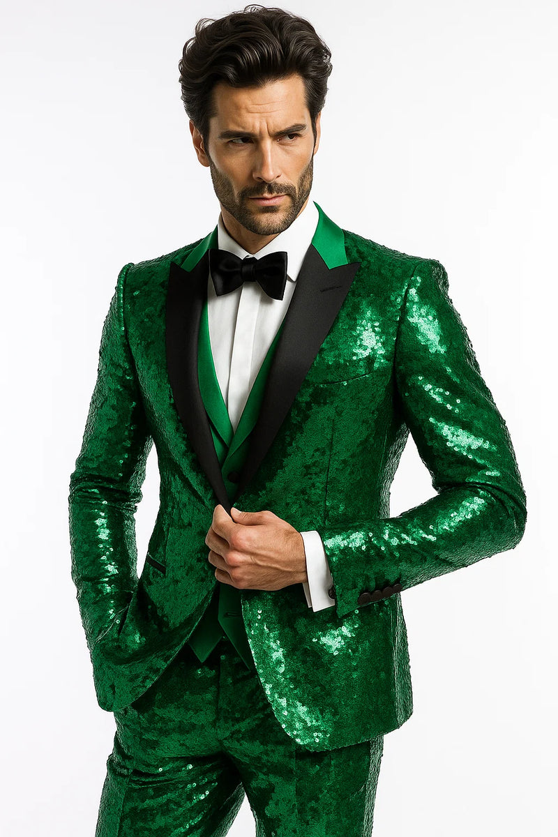 Mens Sequin Suit - Sparkly Suit - Emerald Green Glitter Suit – OvercoatUSA