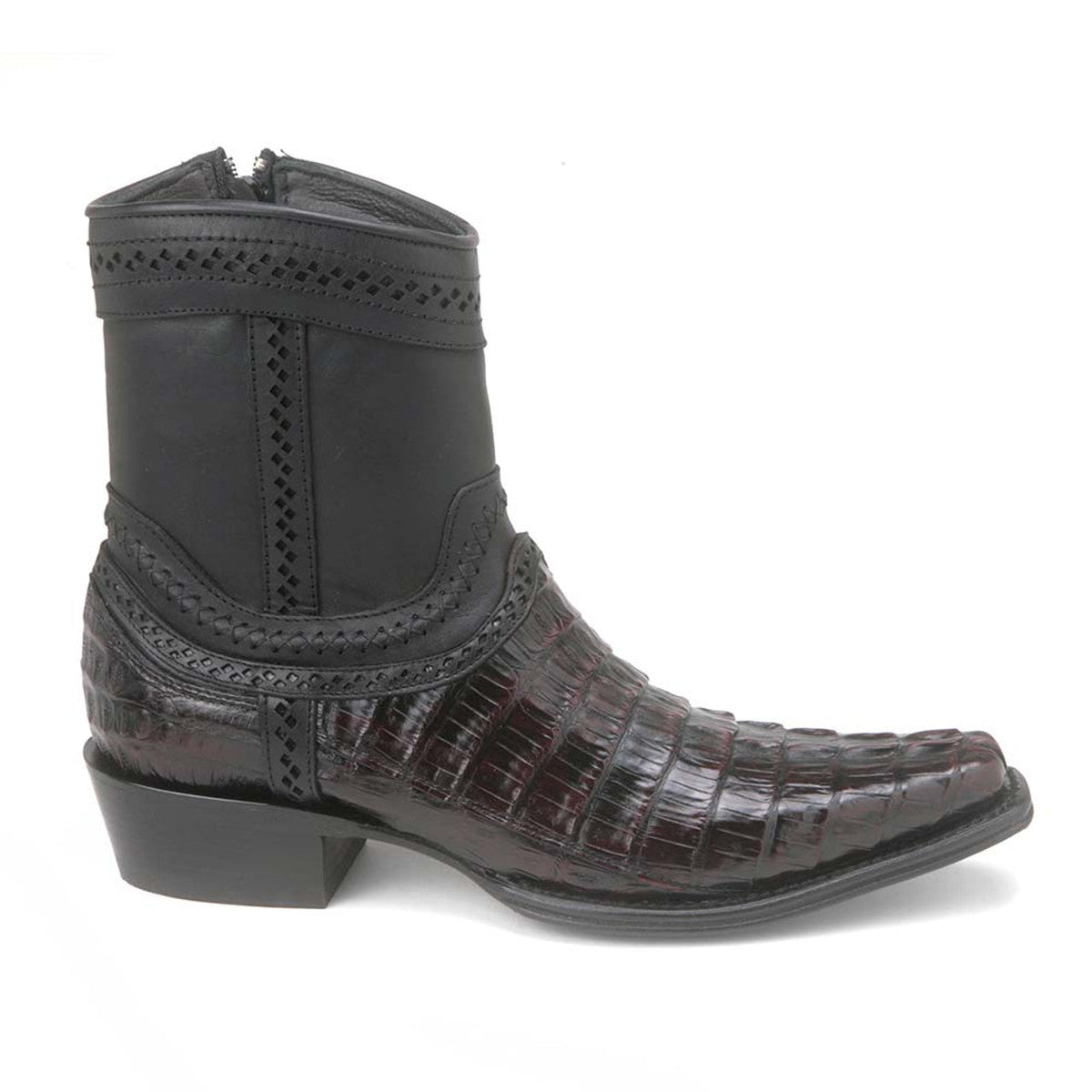 Los Altos Black Cherry Caiman Tail Low Shaft European Square Toe Men’s ...