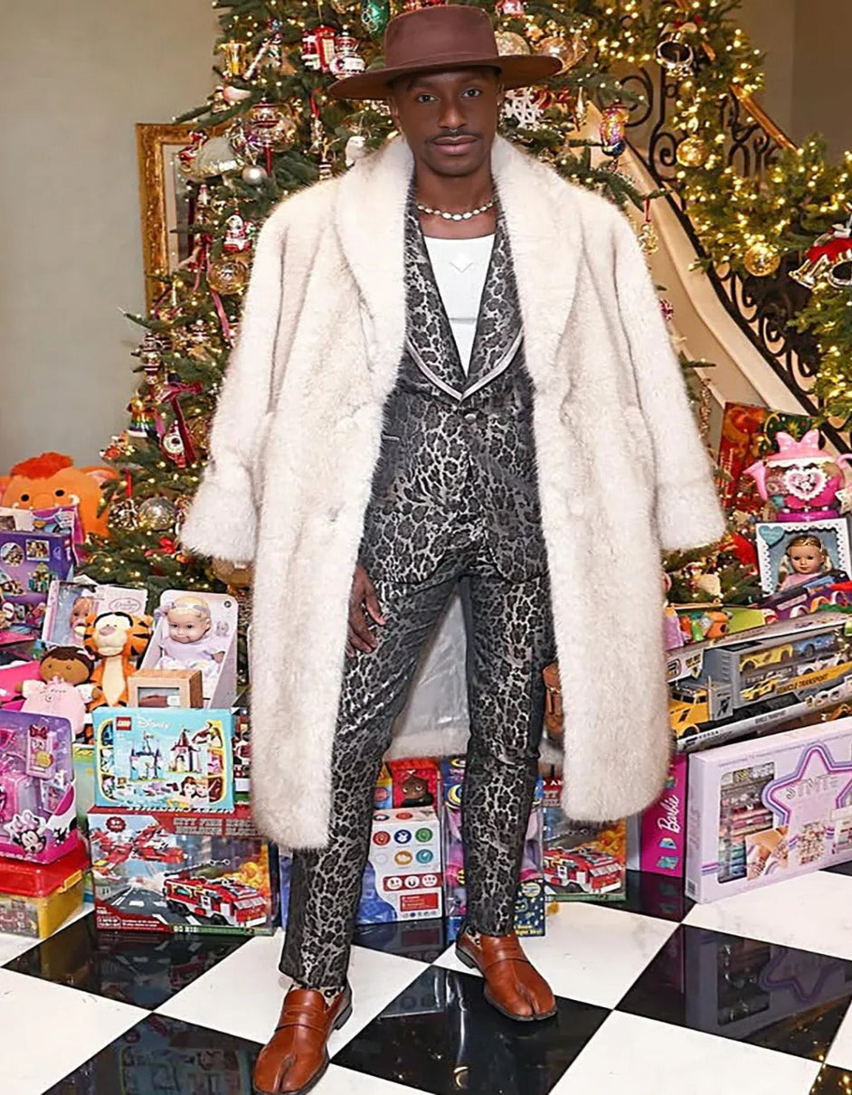 Faux Furcoat - Cream Overcoat - Mens Ivory Winter Coat - Off White Lon ...