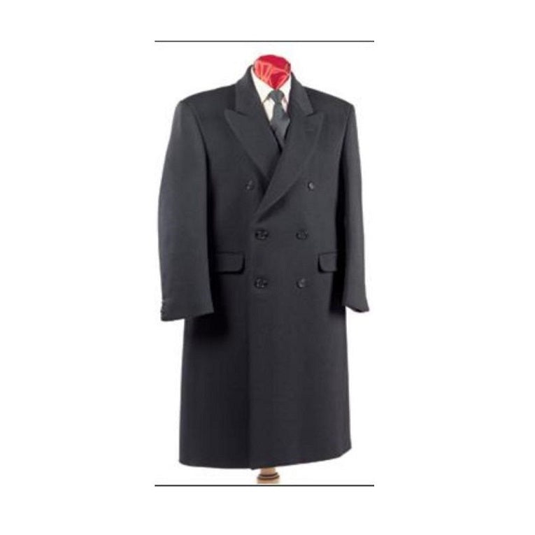 Mens Black Button Fully Lined Heavy Overcoat Long Coat Winter Topcoat ...