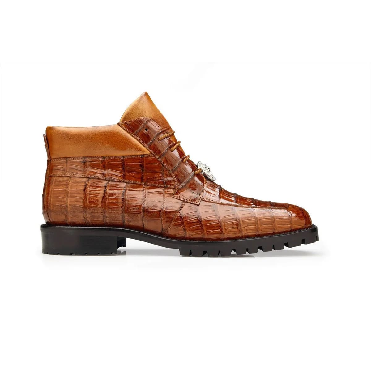 Belvedere Gallardo Men's Shoes Antique Sport Brown Exotic Caiman Croco ...
