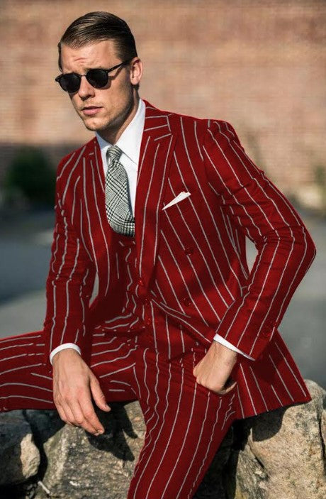 Red Pinstripe Suit - Gangster Suit - 1920's Suit – OvercoatUSA