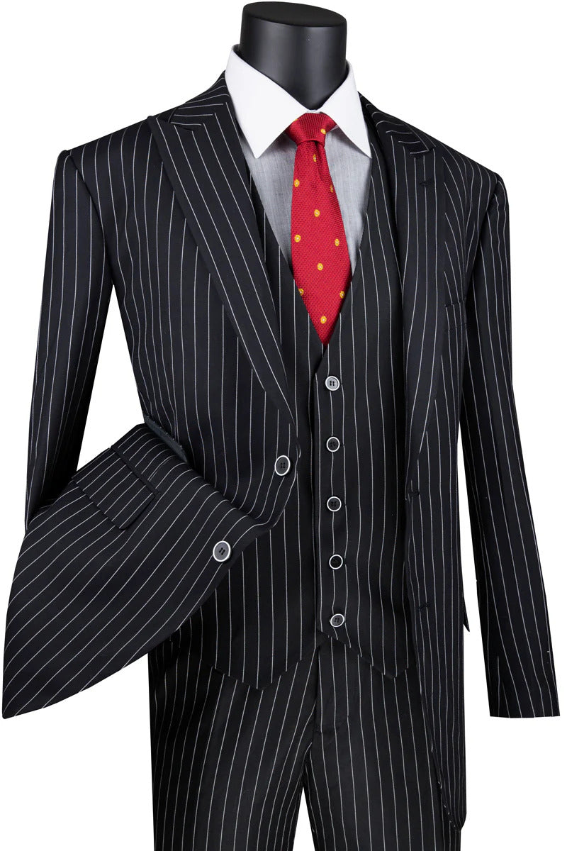 Mens Vested Gangster Pinstripe 1920's Costume Suit in Black – OvercoatUSA