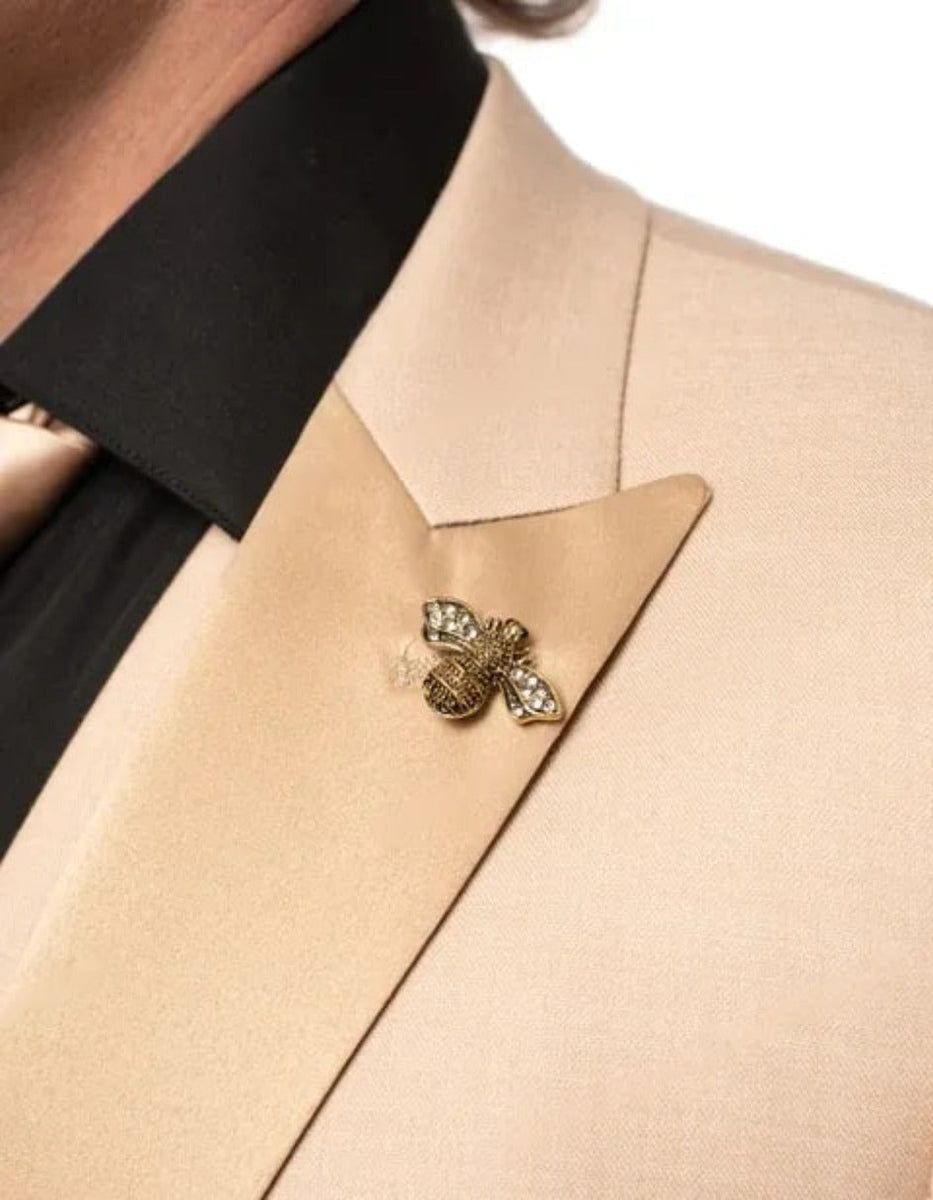Giovanni Testi Suits With Double Breasted Vest - 3 Pieces Tan Peak Lap ...