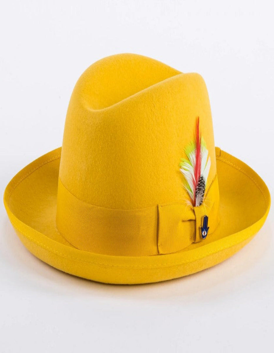 Gold Dress Hat 1920s Fedora Style - Mens Classic Gangster Godfather Wo ...