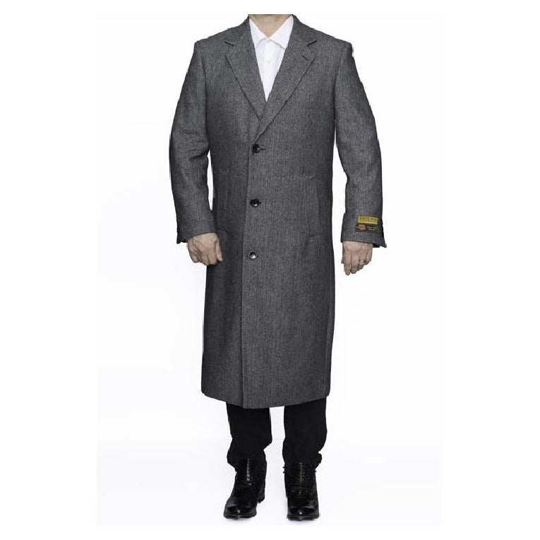 Grey Full Length Wool Dress Topcoat / Overcoat Herringbone – OvercoatUSA