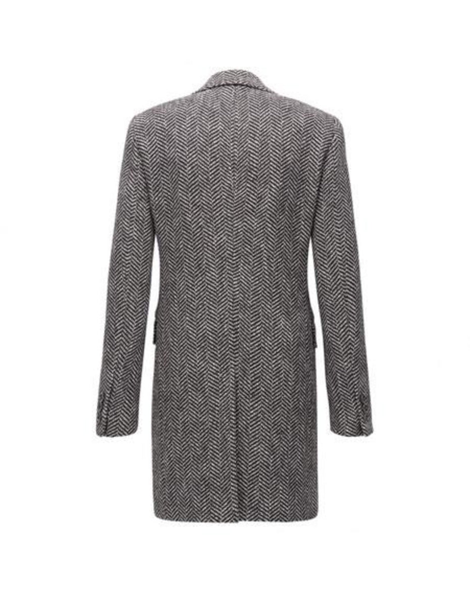 Men's Double Breasted Gray Herringbone Tweed Six Button Overcoat ...
