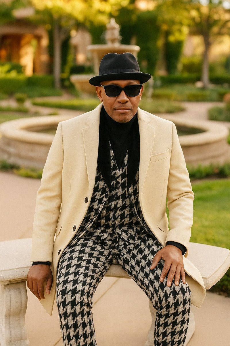 Ivory Overcoat Carmel Zhao Mens 3/4 Length Top Coat - Single Breasted ...