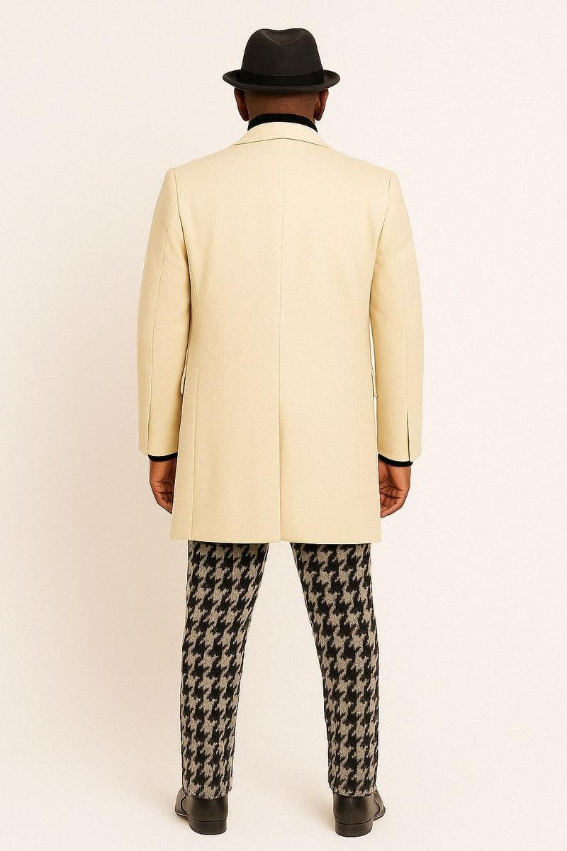 Ivory Overcoat Carmel Zhao Mens 3/4 Length Top Coat - Single Breasted ...