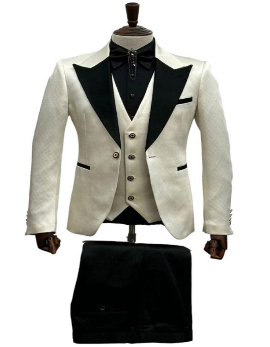 Ivory Wedding Suit - Cream Tuxedo Suit Slim Fit - Ivory Dinner Jacket ...