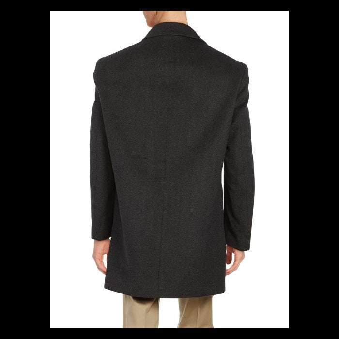 Jake Wool-Blend Fly-Front Topcoat,charcoal overcoat – OvercoatUSA