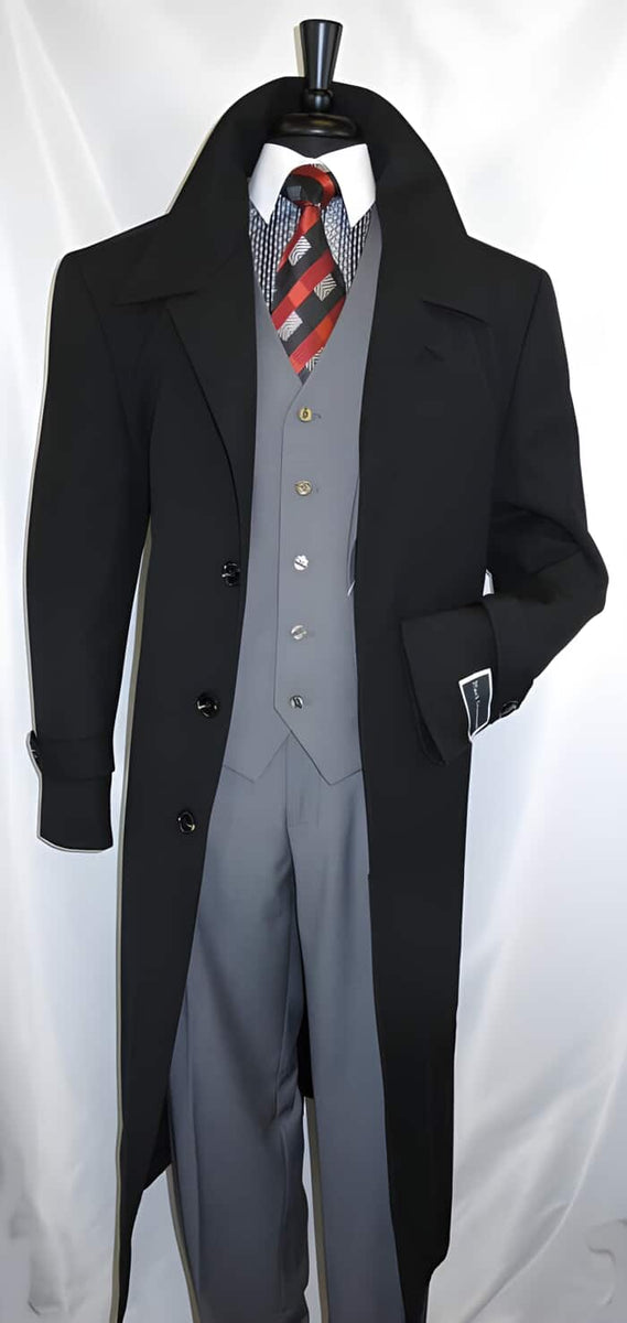 Men's Diamond Duster Overcoat Jet Black – OvercoatUSA