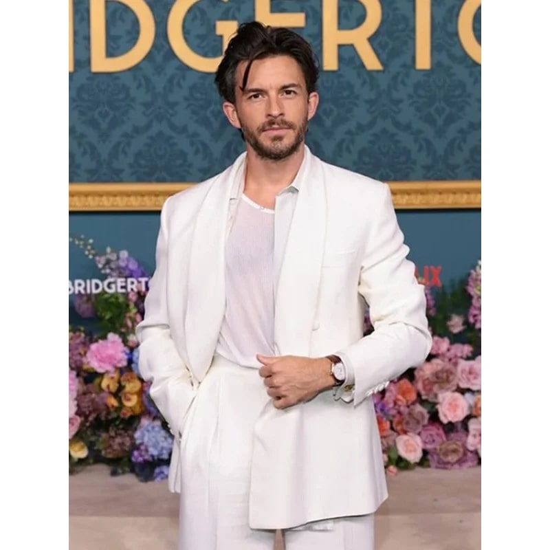 Jonathan Bailey Bridgerton Premiere White Suit – OvercoatUSA