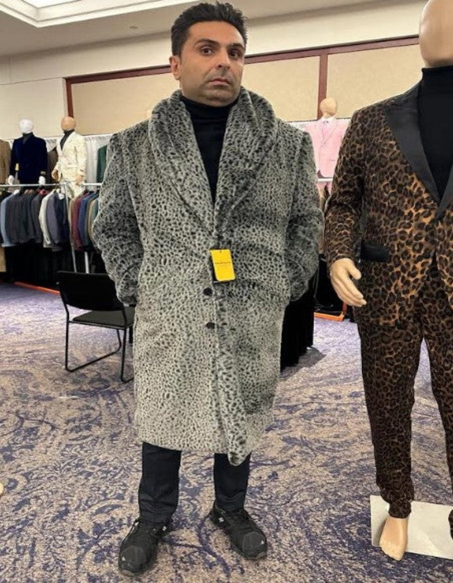 Pimp Coat - Gangster 1920s Look - Leopard Faux Fur Coat With Full Leng ...