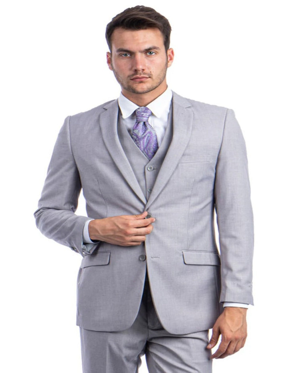 Light Grey Suit - Silver Gray Suit For Wedding - Men's two Button Basi ...