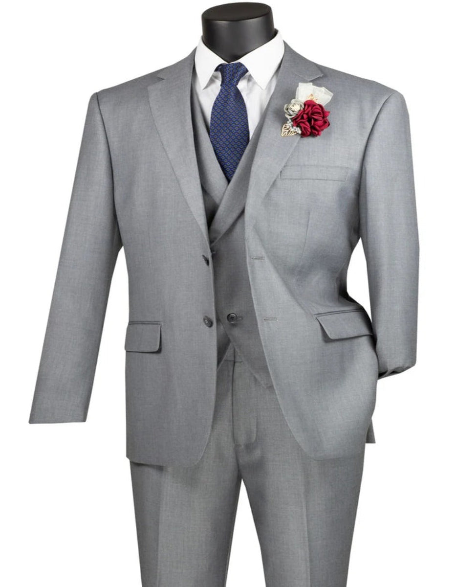 Light Grey Suit - Silver Gray Suit For Wedding - Mens Two Button Moder ...