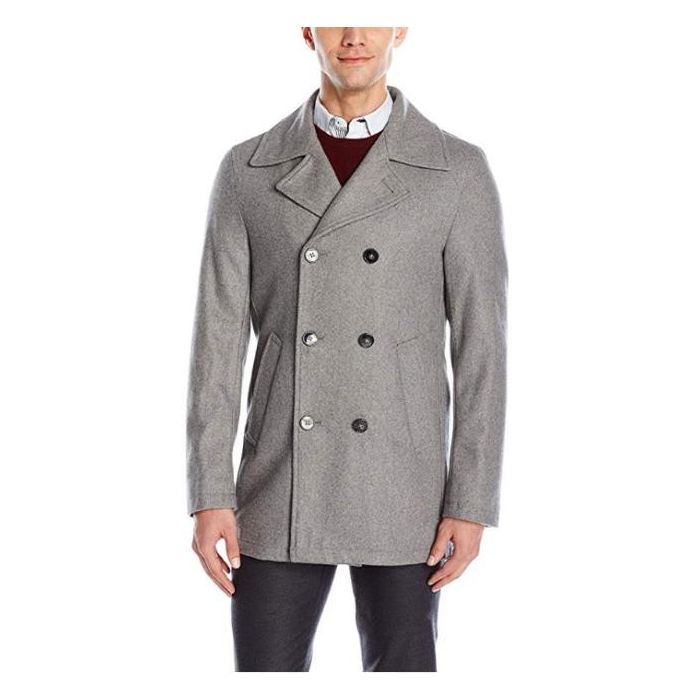 Peacoat Slim Fit - Fitted Wool Peacoat - Slim Cut Light Gray – OvercoatUSA
