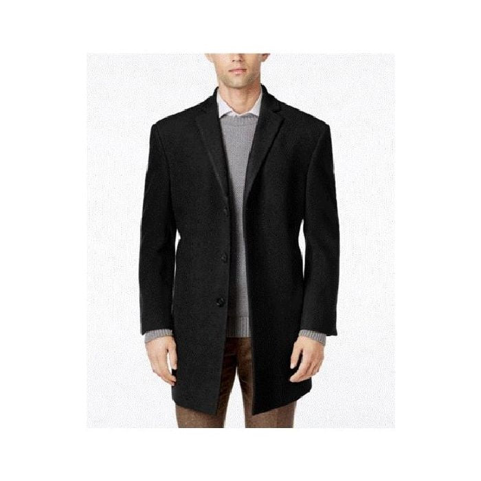 ketMen's Black Wool Three Button Designer Men's Wool Men's Peacoat Sal ...