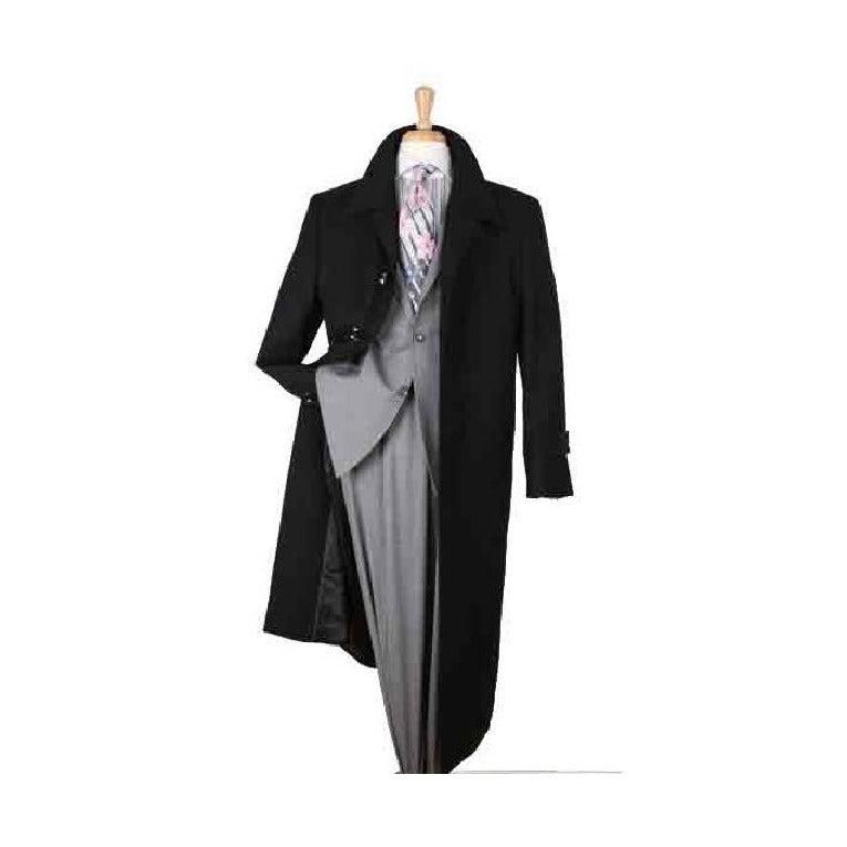 Mens Big & Tall Wool Gabardine Black Top Coat – OvercoatUSA