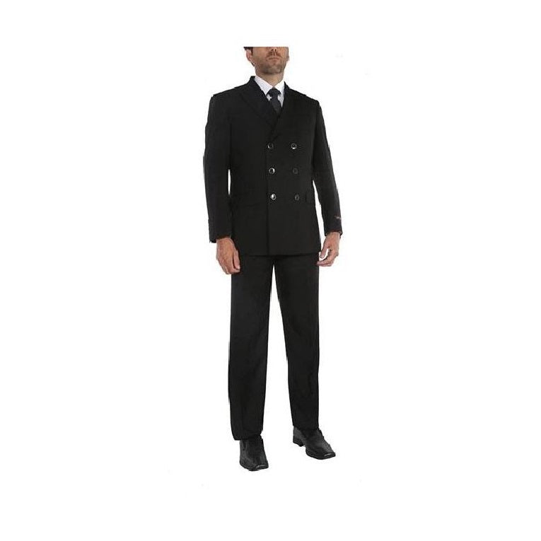 Mens Black 6 Buttons Style Double Breasted Suits Jacket & Pants ...