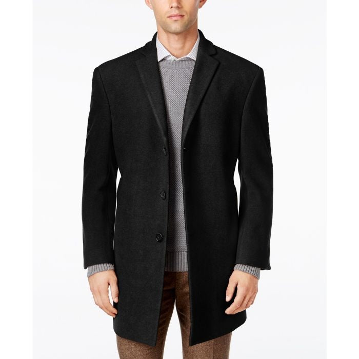 Mens Black Slim Fit Topcoat - Three Quarter – OvercoatUSA