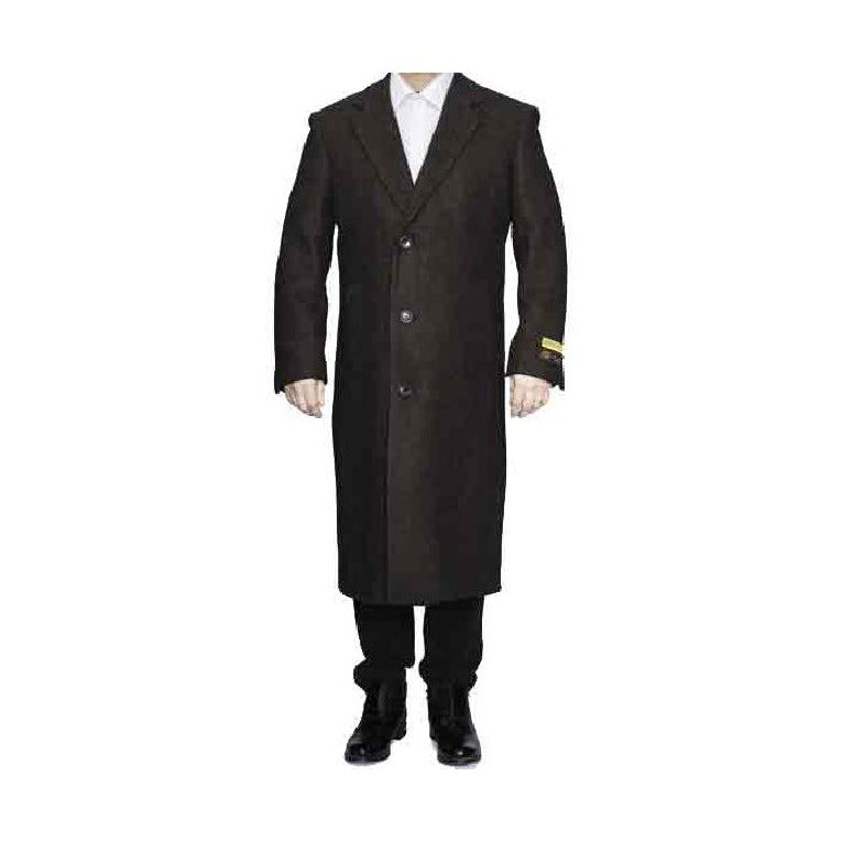 Mens Brown Full Length Wool Dress Top Coat / Overcoat – OvercoatUSA